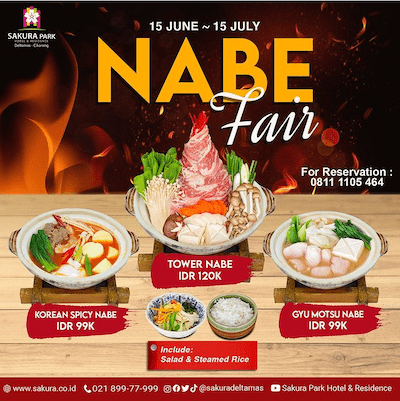 🌸ビールにも最適！鍋フェア「日本食レストラン・さくら」＜チカラン・デルタマス＞6月15日〜7月15日 – ジャカルタライフ（JKTLIFE）